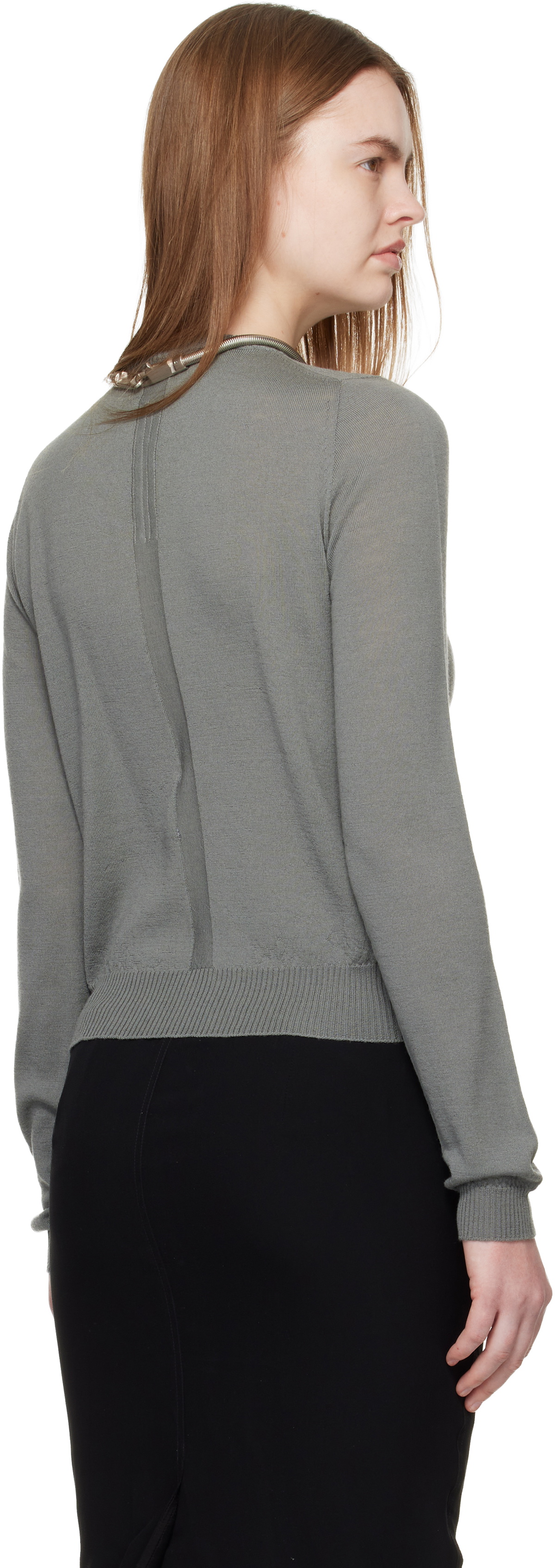 Rick Owens Khaki Temple Biker Level Sweater Rick Owens