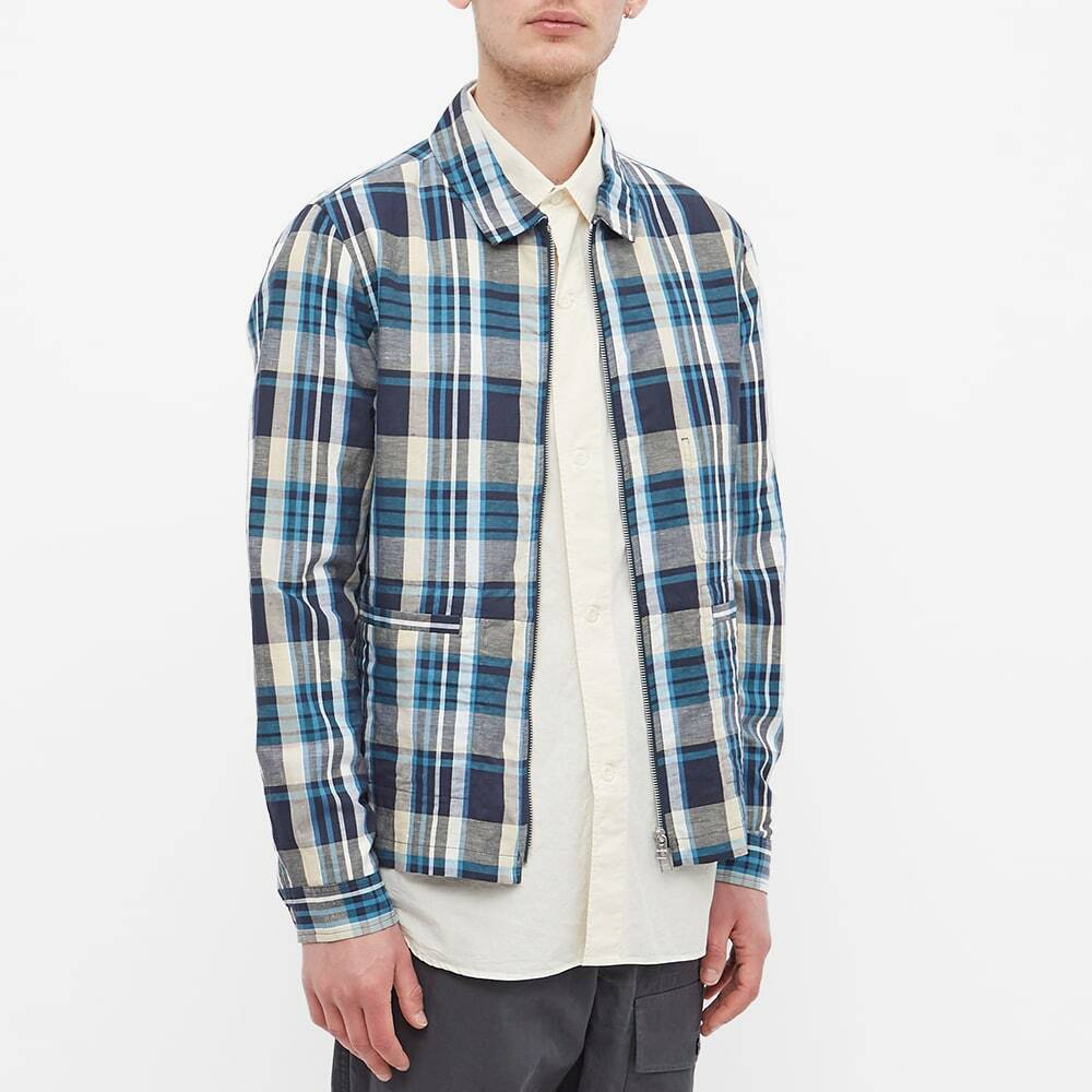 Folk Men's Signal Zip Shirt Jacket in Yellow Cyan Check Folk