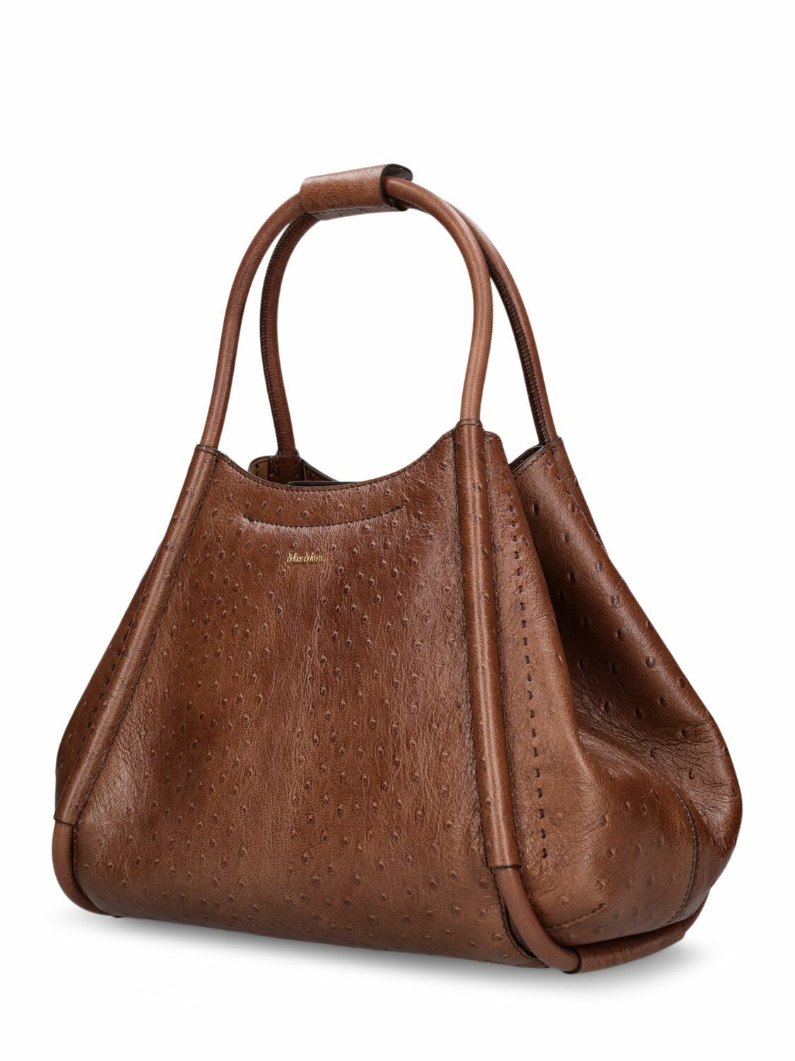 MAX MARA - Small Marin Ostrich Embossed Tote Bag Max Mara