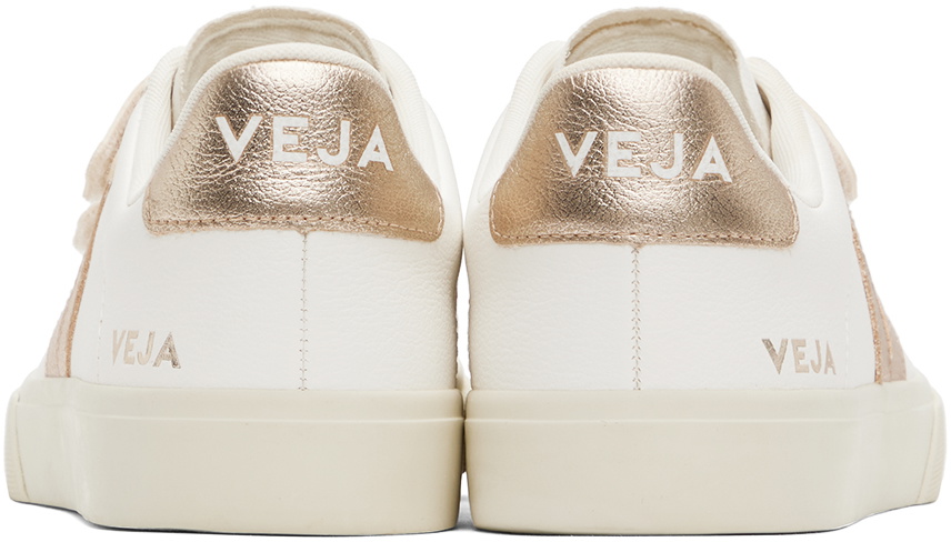 VEJA White & Gold Recife Logo Chromefree Sneakers VEJA