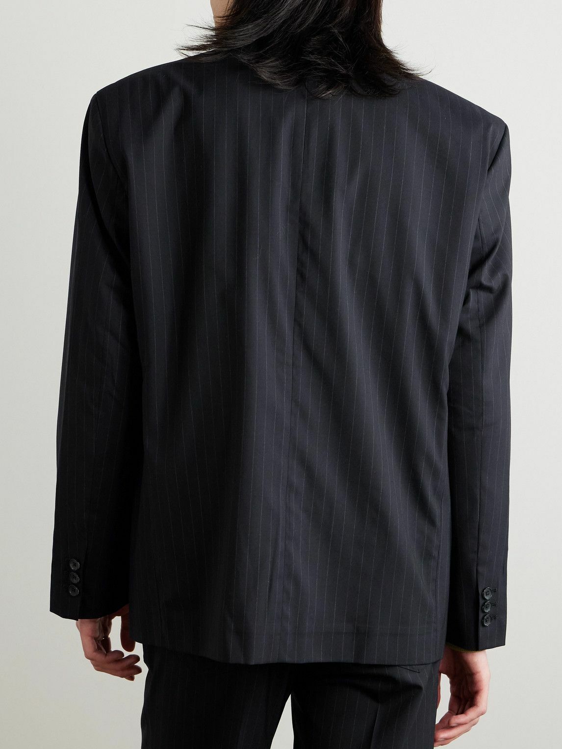 SECOND / LAYER - Barrio Pinstriped Wool Blazer - Gray Second/Layer