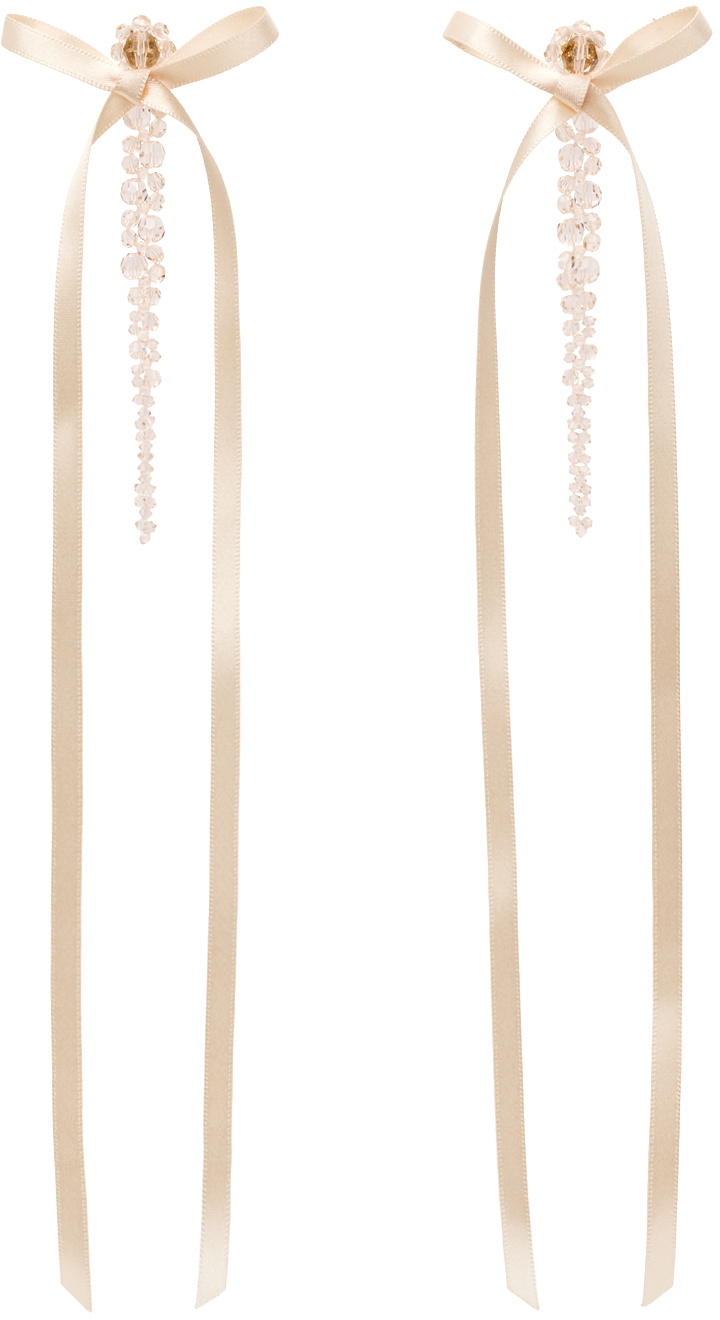 Simone Rocha Pink Bow Ribbon Drip Earrings Simone Rocha