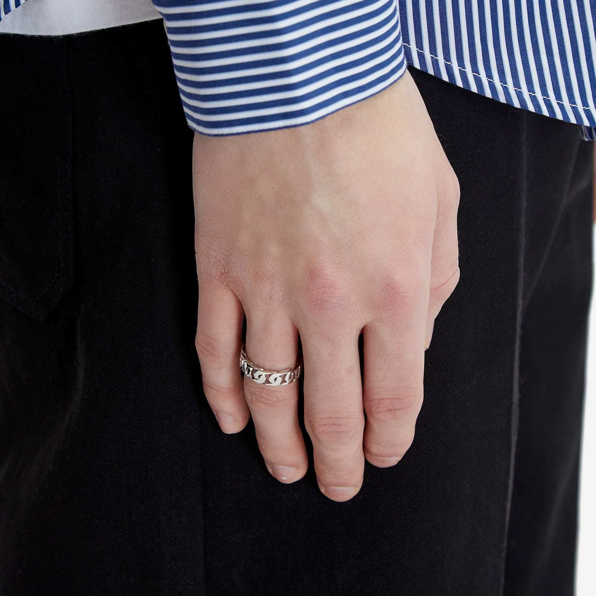 NUMBERING Men's Double Faced Chain Ring in Silver Numbering