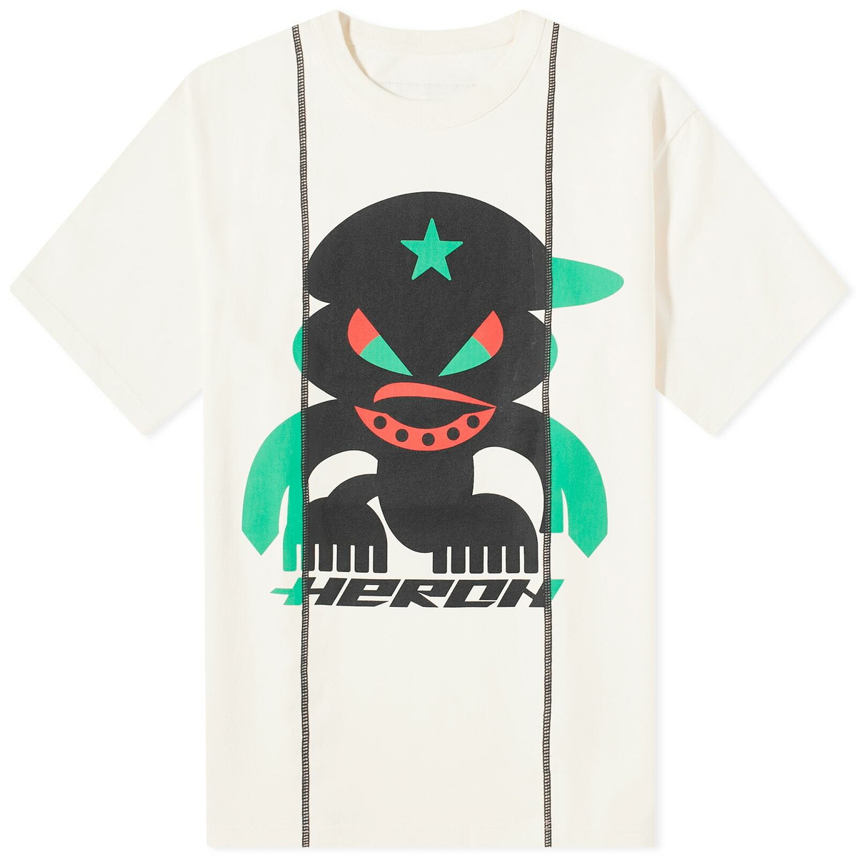Heron Preston Men's Split Monster Tape T-Shirt in Ivory Heron Preston