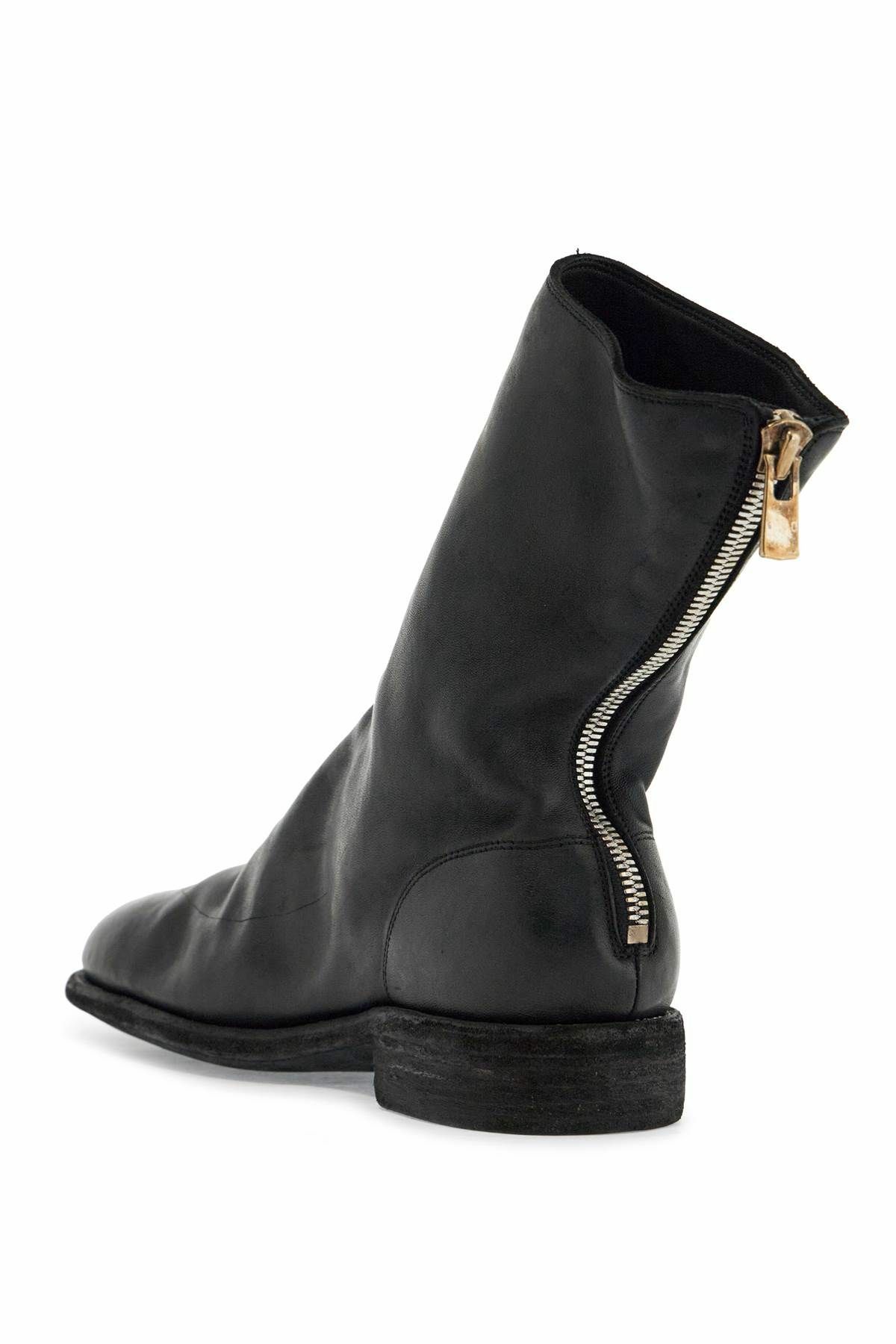 GUIDI black leather boots with zip and leather sole Black Guidi