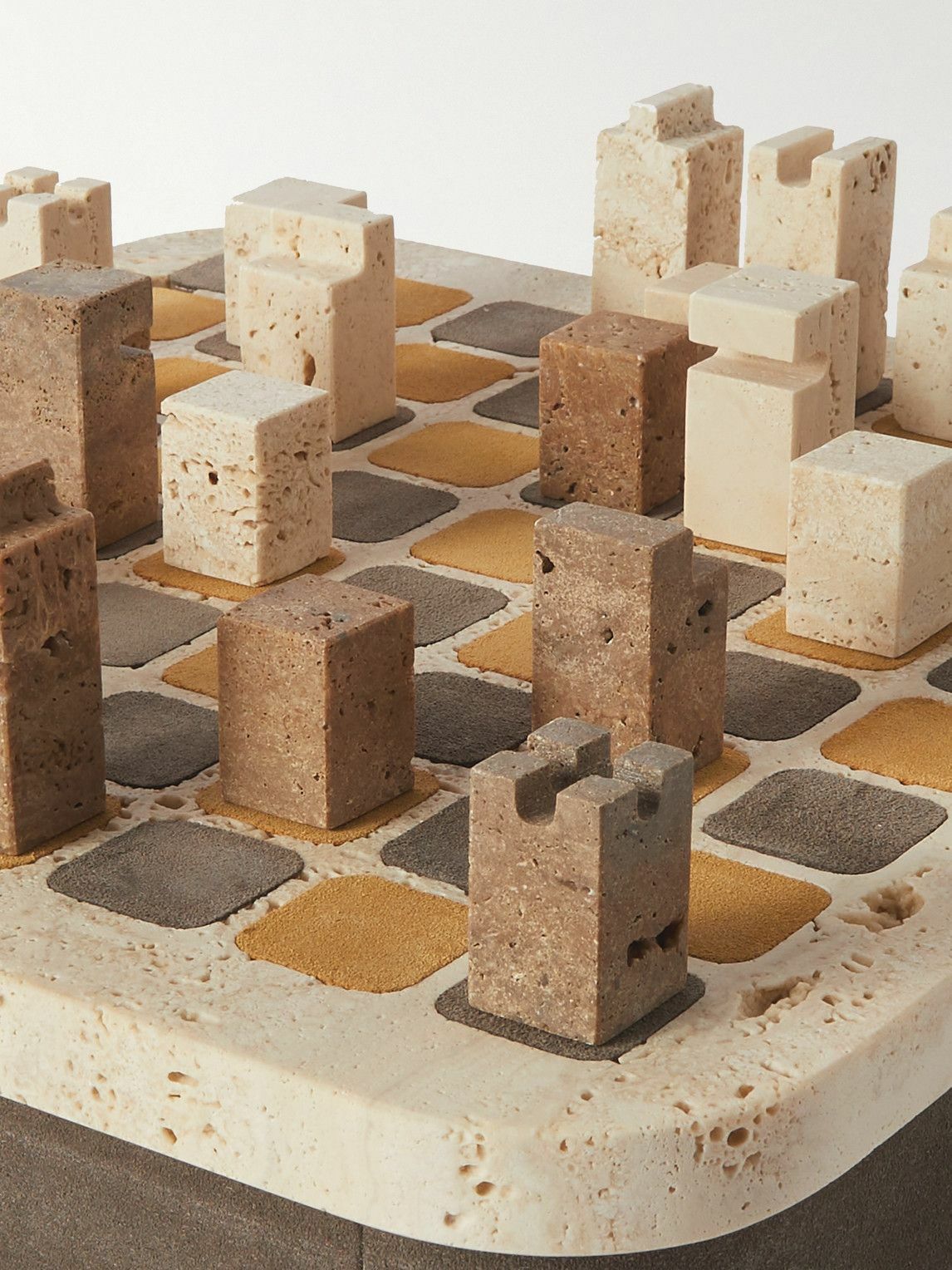 Giobagnara - Delos Suede-Trimmed Travertine Chess Set