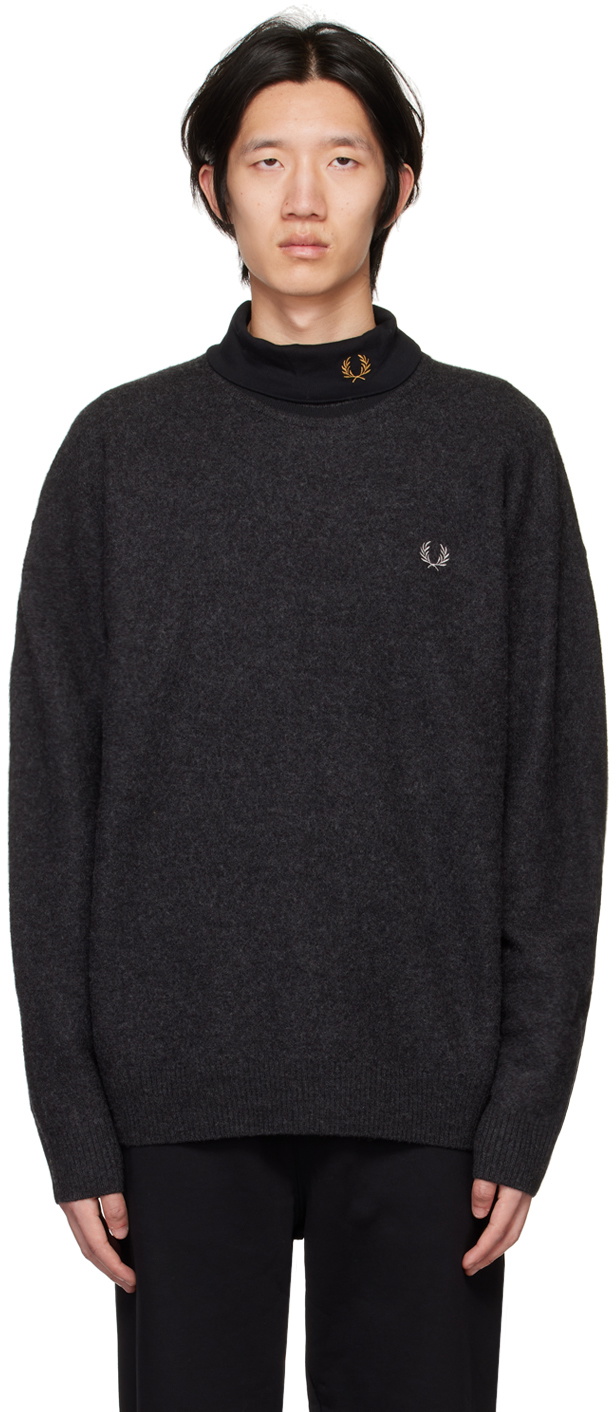 Fred Perry Black Marled Sweater Fred Perry