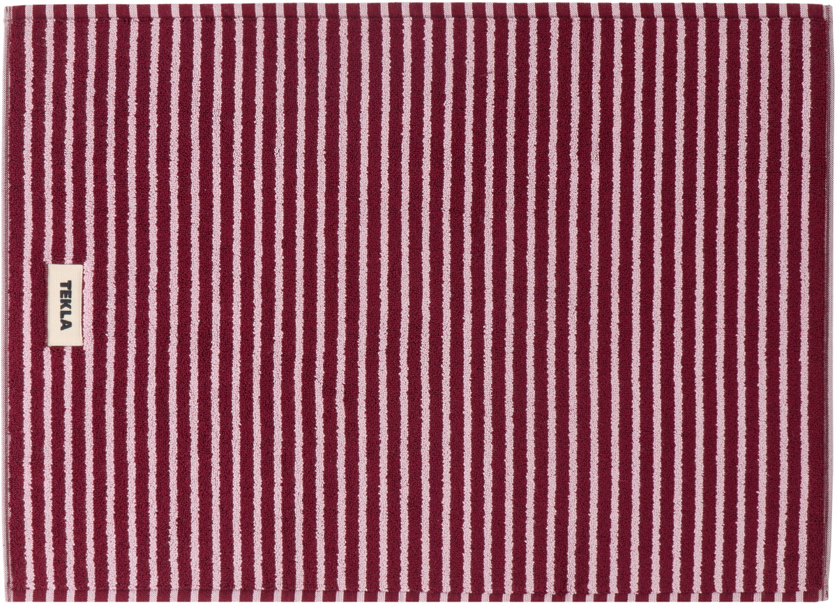Tekla Burgundy & Pink Terry Bath Mat Tekla Fabrics