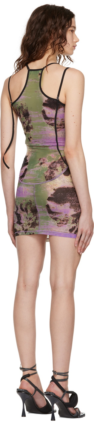 KNWLS Green & Purple Vortex Minidress KNWLS