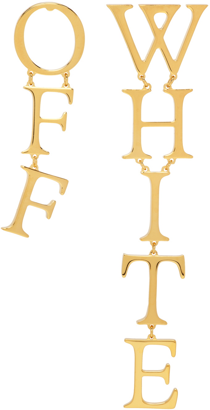 Off-White Gold Logo Earrings Off-White