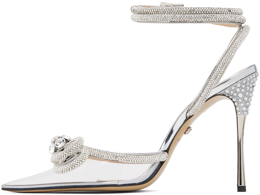 MACH & MACH Silver Double Bow Heels MACH & MACH