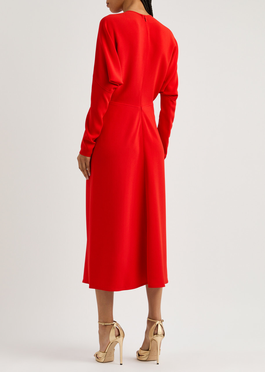 Victoria Beckham Panelled Midi Dress Red Victoria Beckham