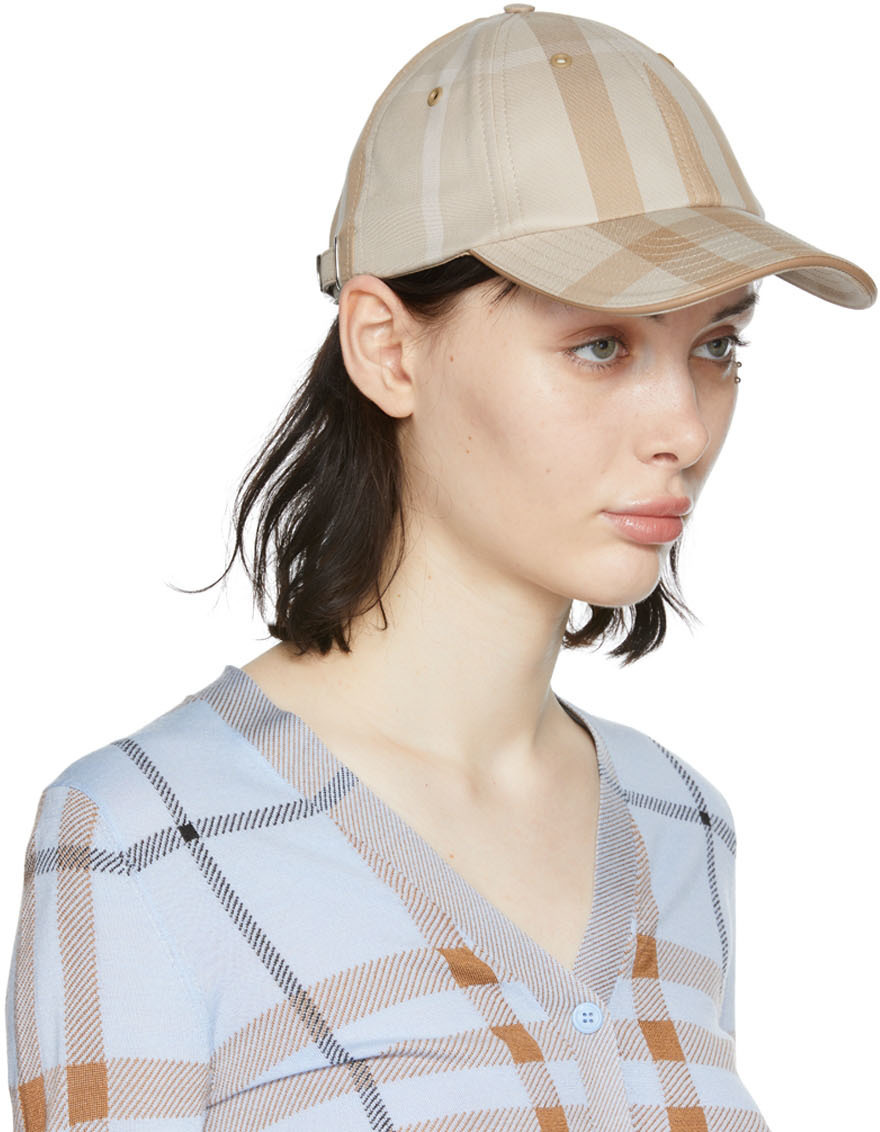 Burberry Beige Check Baseball Cap Burberry
