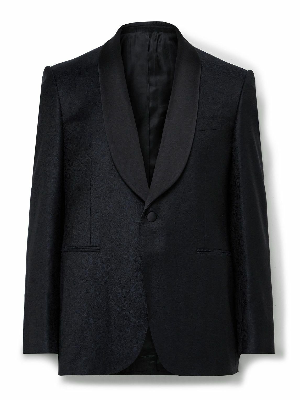 Canali - Satin-Trimmed Paisley-Jacquard Wool-Blend Tuxedo Jacket - Blue ...
