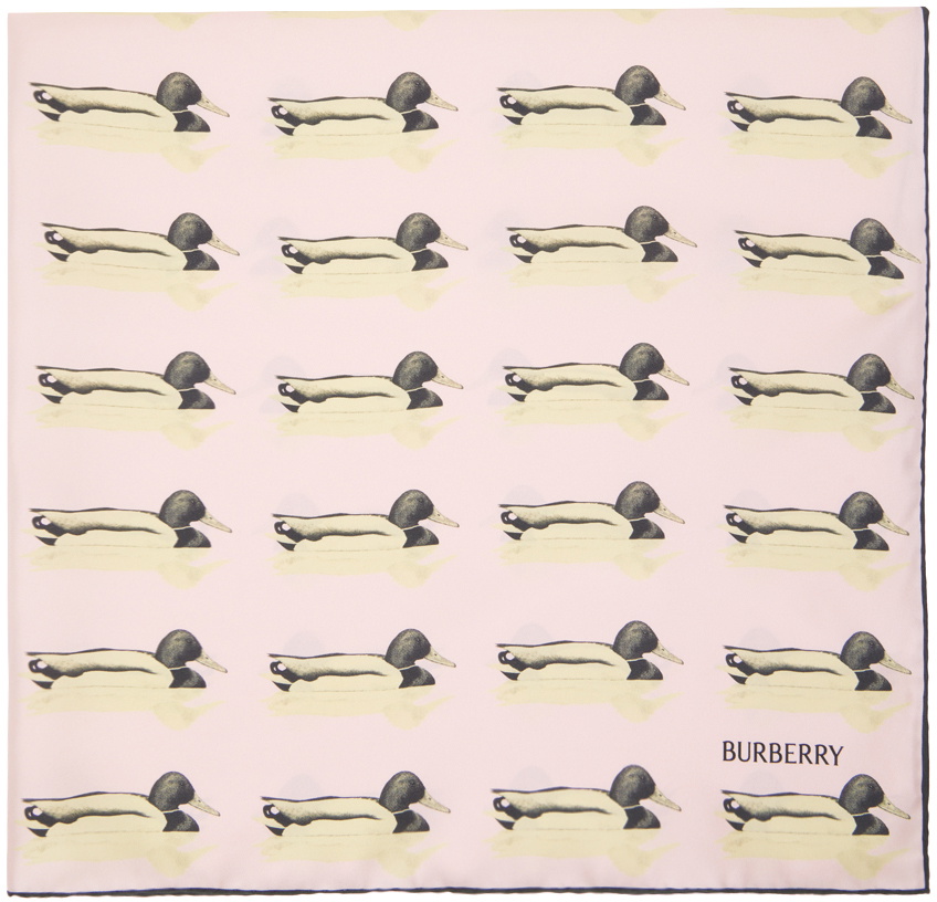 Burberry Pink Duck Silk Scarf Burberry