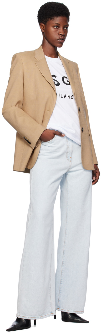 MSGM White Solid Color T-Shirt MSGM