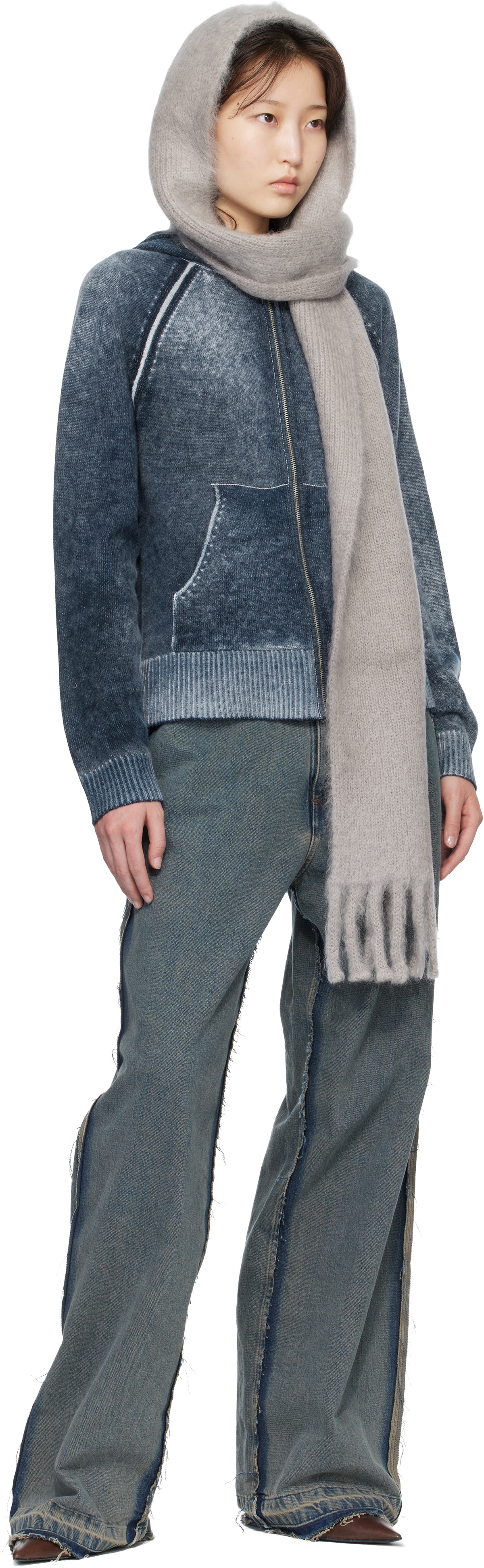 Acne Studios Gray Mohair Hood Scarf Acne Studios