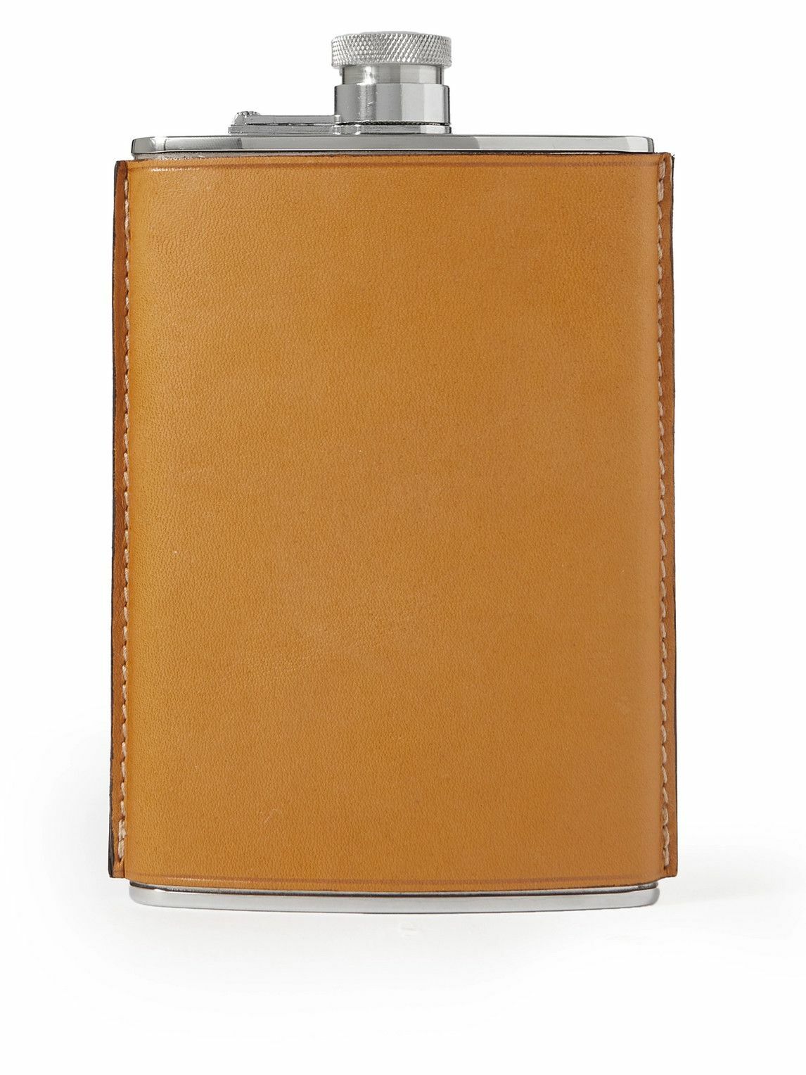 Purdey - 8oz Logo-Debossed Leather and Stainless Steel Flask Purdey