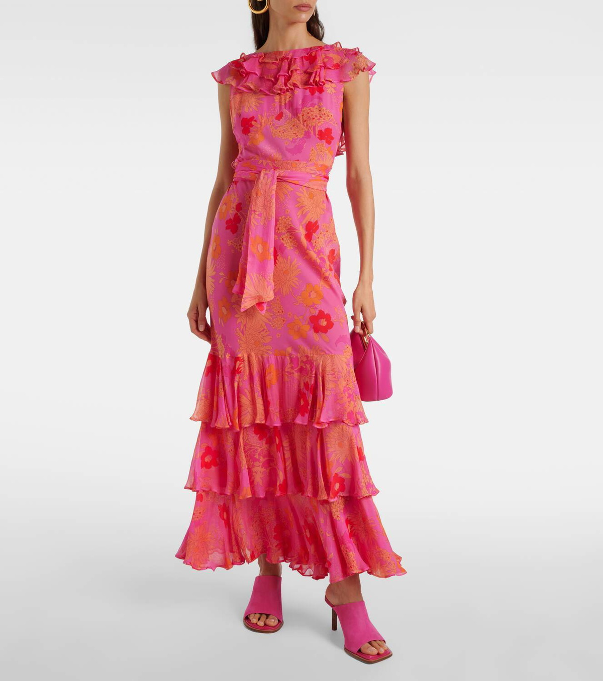 Rixo Rio floral ruffled silk maxi dress Rixo