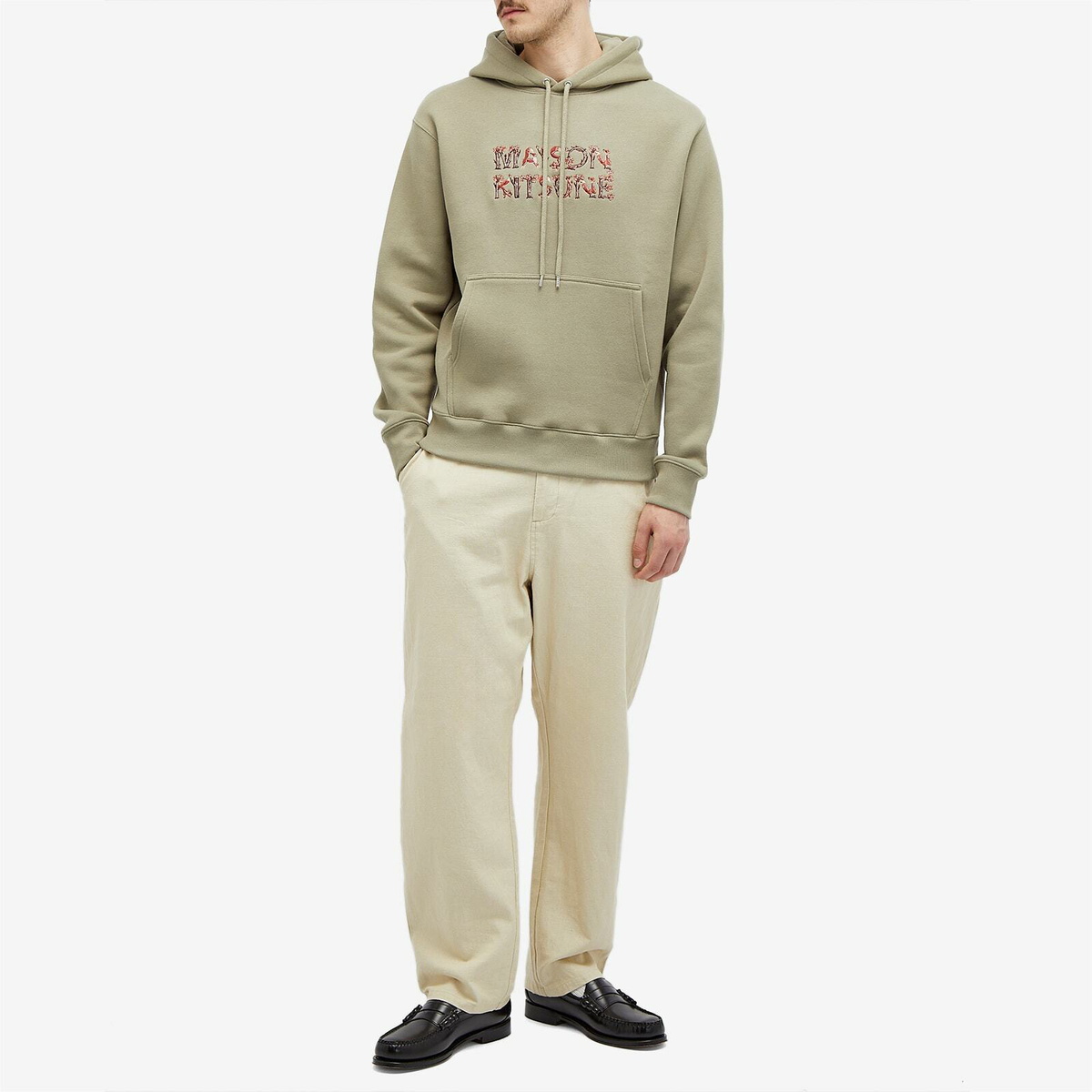 Maison Kitsuné Men's Woodland Alphabet Comfort Hoodie in Pebble Maison ...