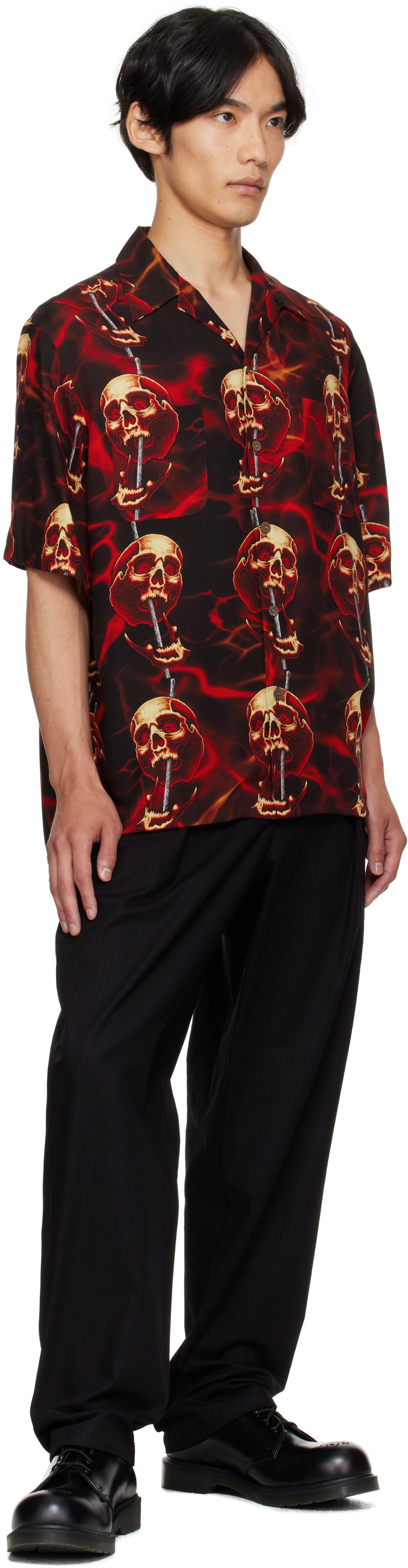WACKO MARIA Black & Red 56 Tattoo Studio Edition Skull Shirt Wacko Maria