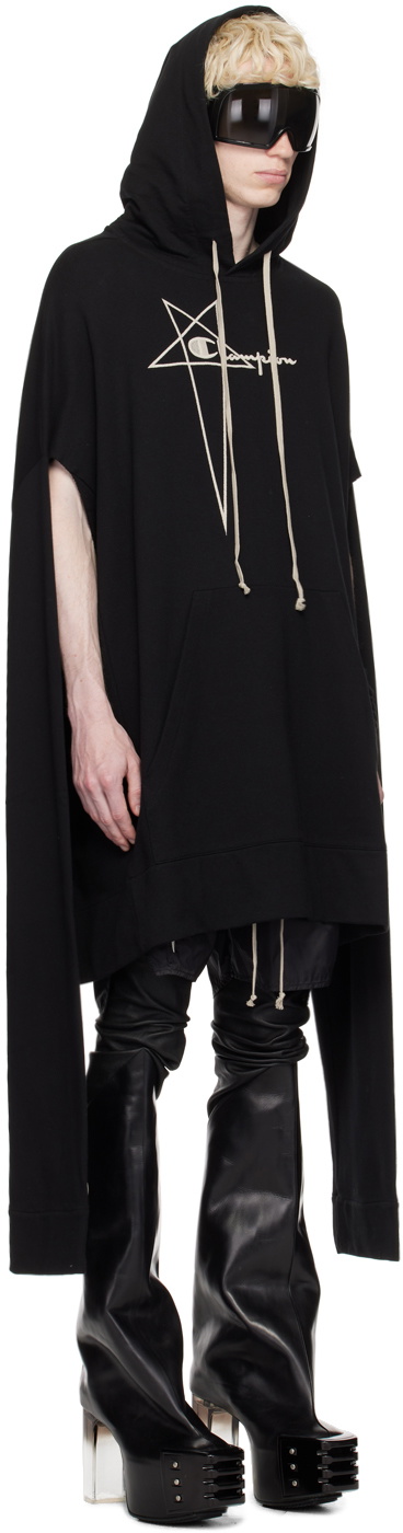 Rick Owens Black Champion Edition Flyproof Hoodie Rick Owens