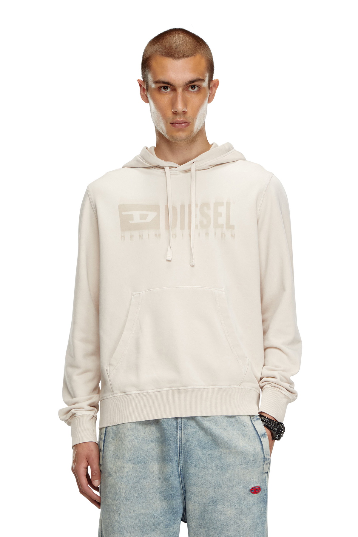 Diesel Faded hoodie with Denim Division logo - Sweaters Mens in Beige ...