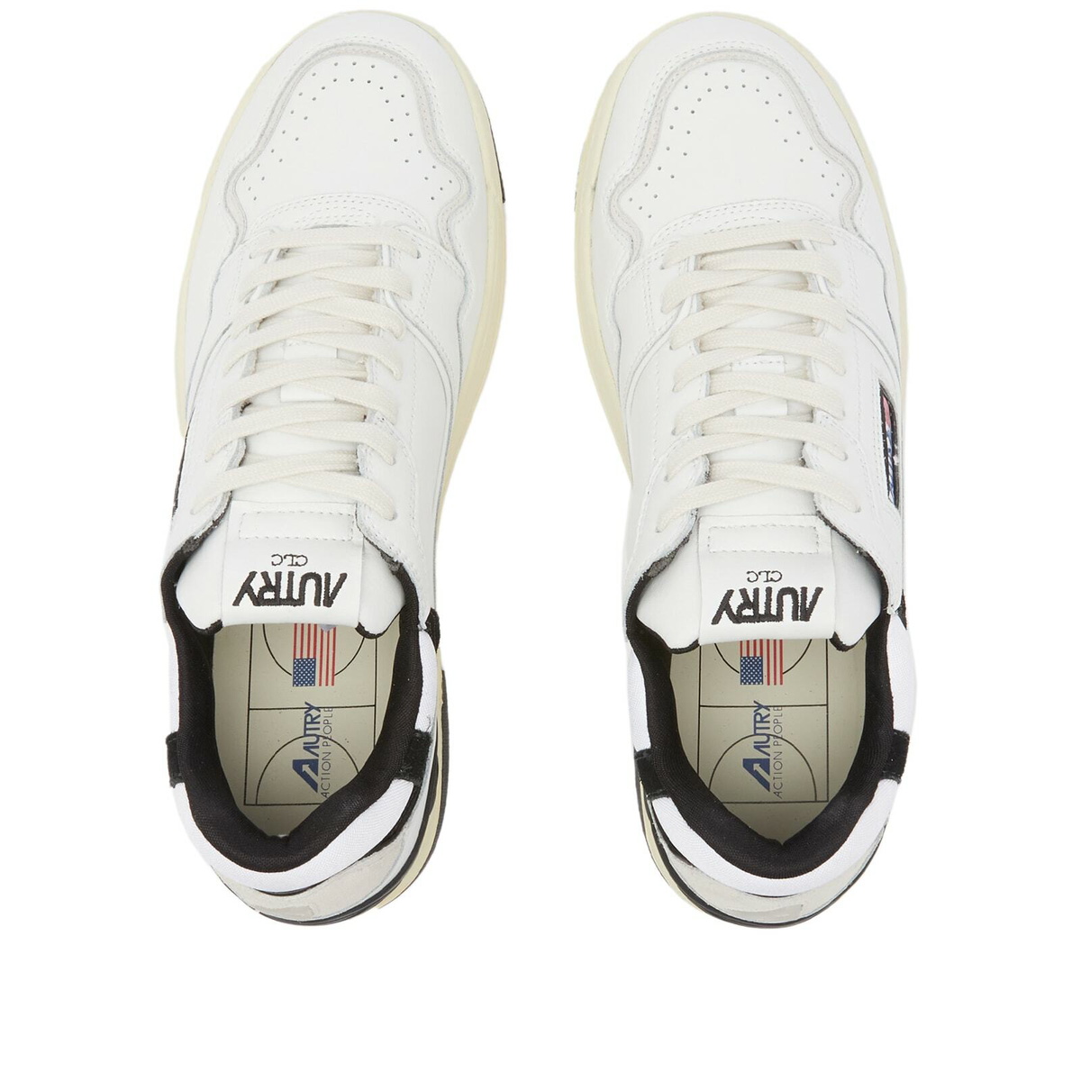 Autry Men's CLC Low Leather Sneakers in White/Black Autry