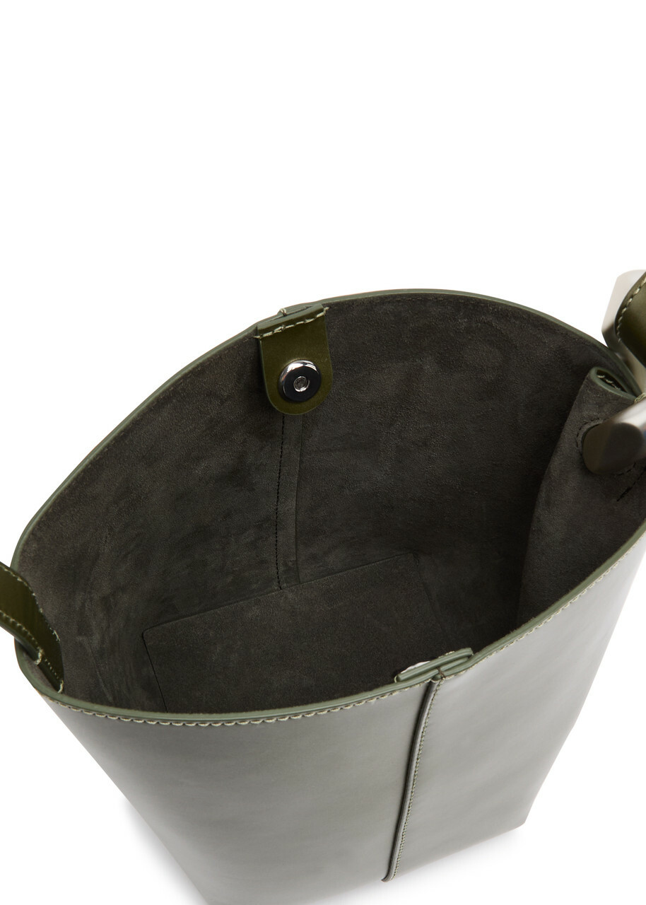 JW Anderson Corner Bucket Small Leather top Handle bag - Khaki - One ...