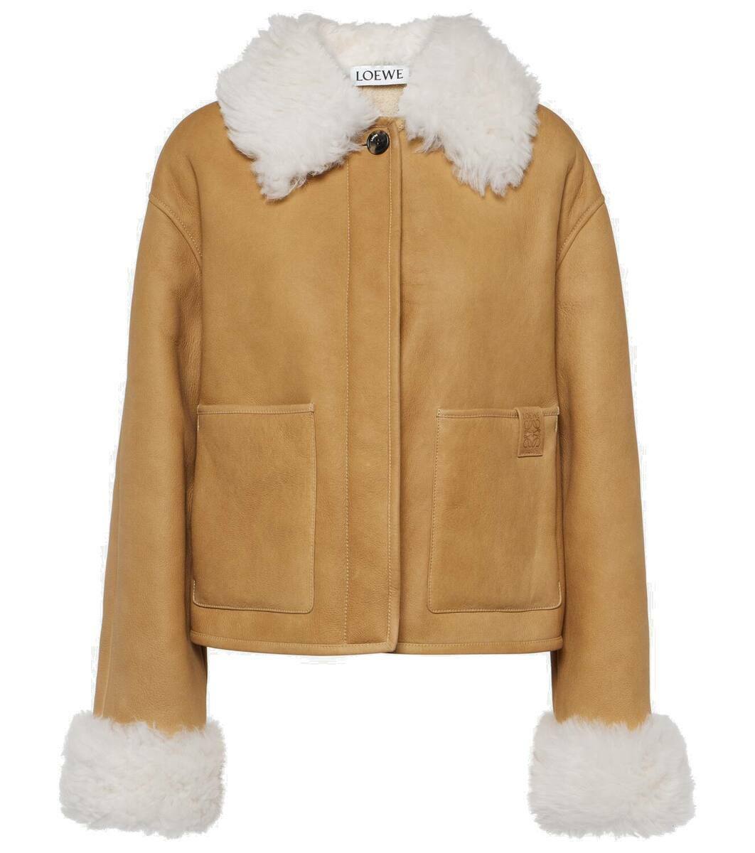 Loewe Shearling-trimmed leather jacket Loewe