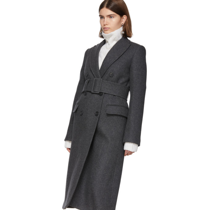 Helmut Lang Grey Wool Double-Breasted Coat Helmut Lang