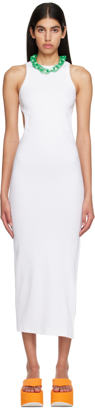 MSGM White Cutout Midi Dress MSGM