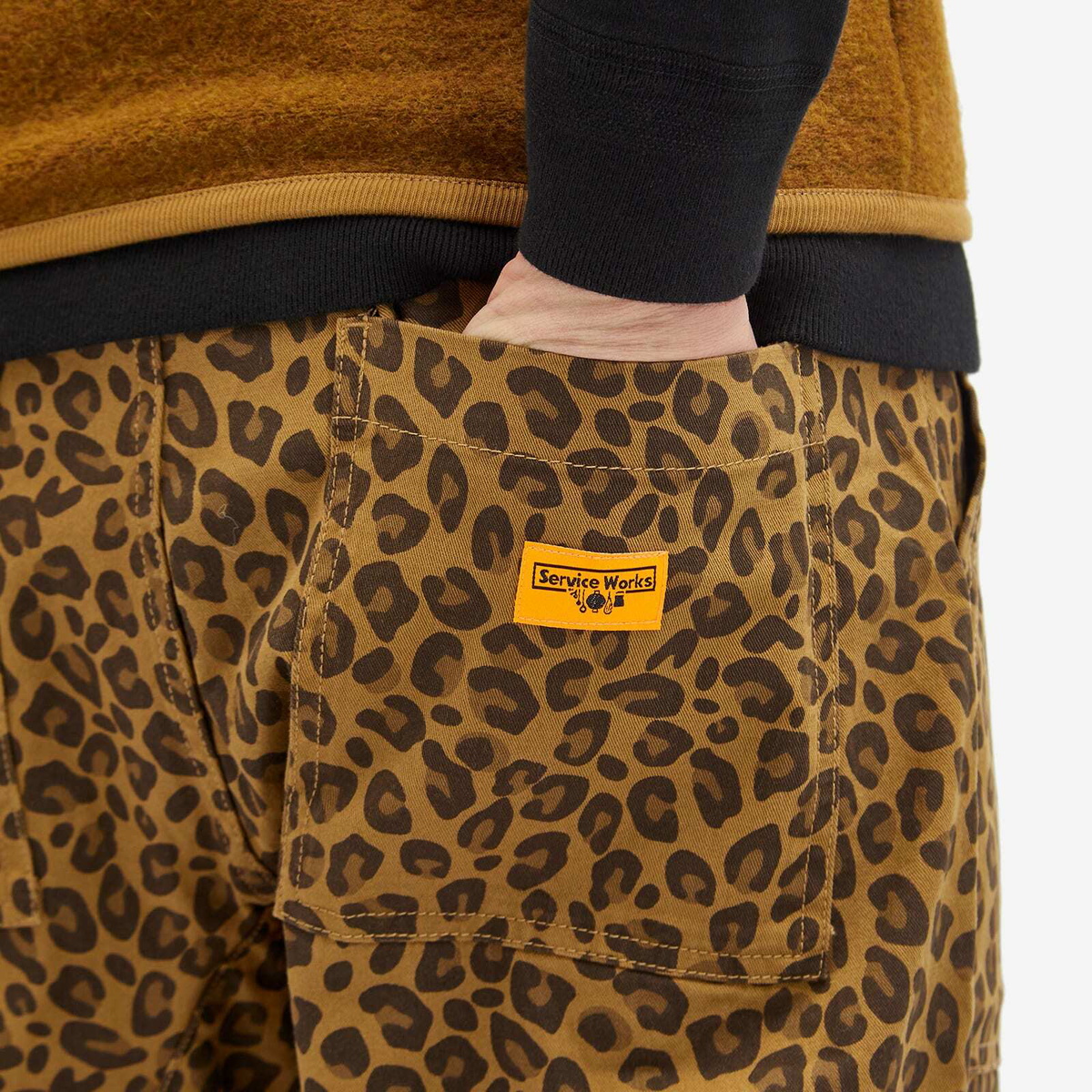 Service Works Men's Leopard Chef Pants in Brown Service Works