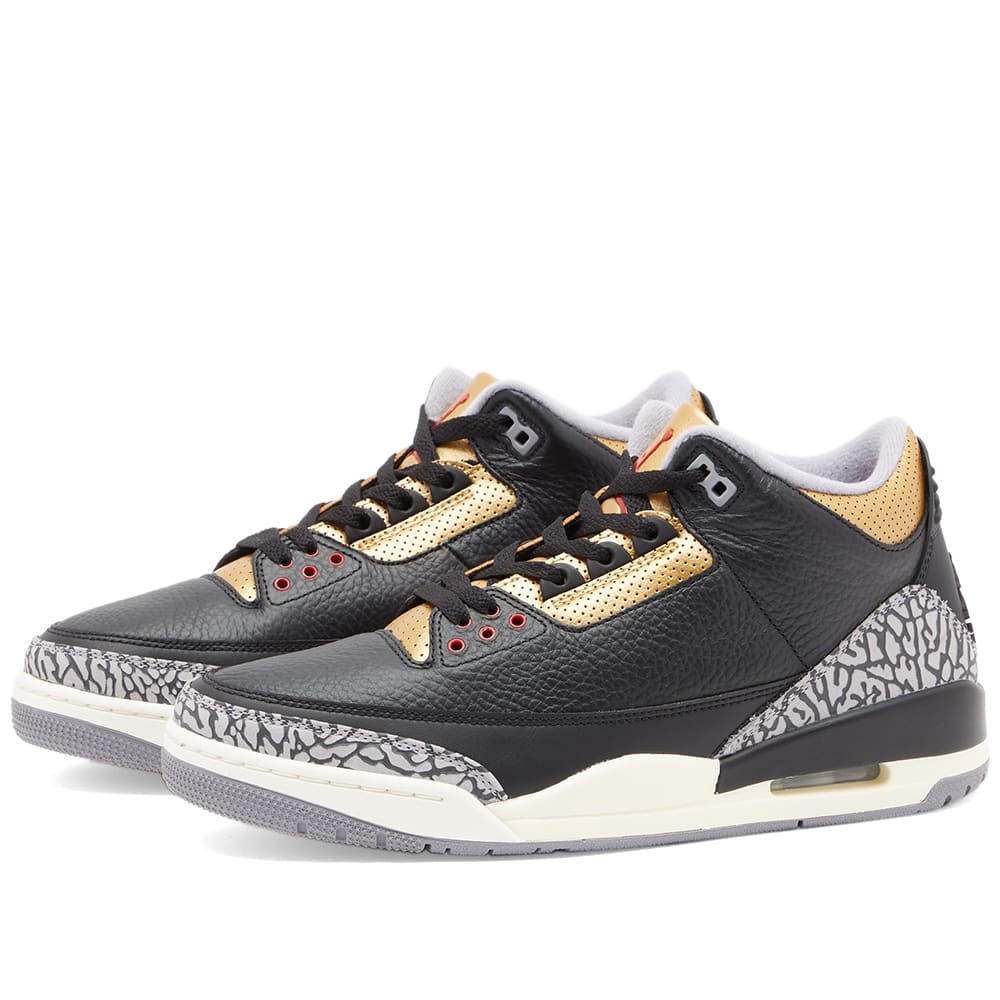 Air Jordan Men's 3 Retro W Sneakers in Black/Fire Red/Grey Nike Jordan ...