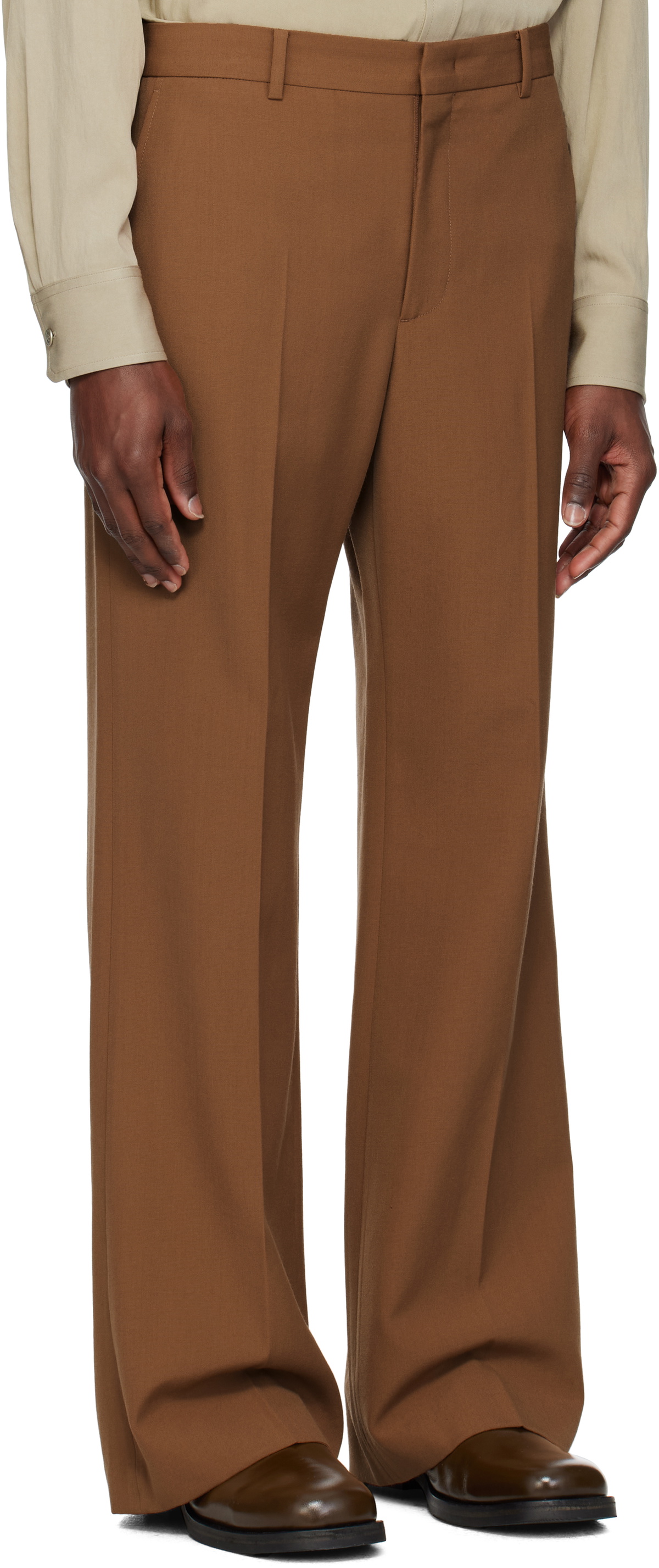 RECTO Tan Signature RC Flared Trousers Recto