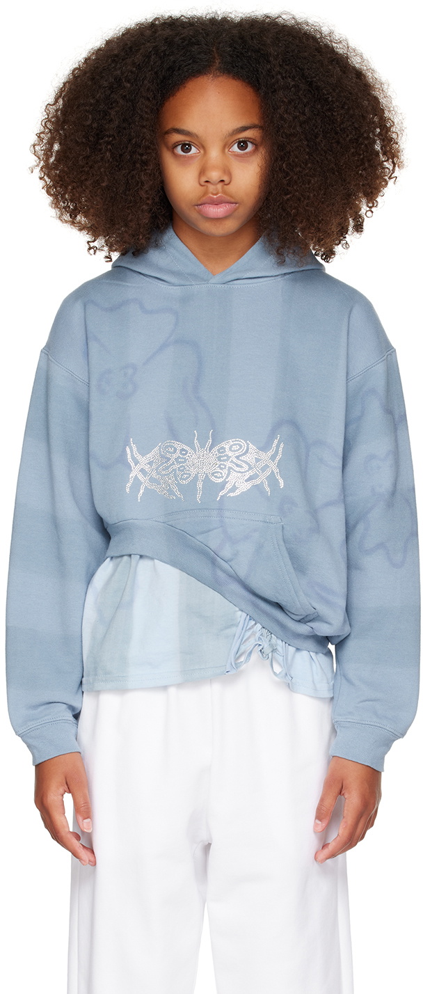 Collina Strada Kids Blue Tie-Dyed Hoodie Collina Strada