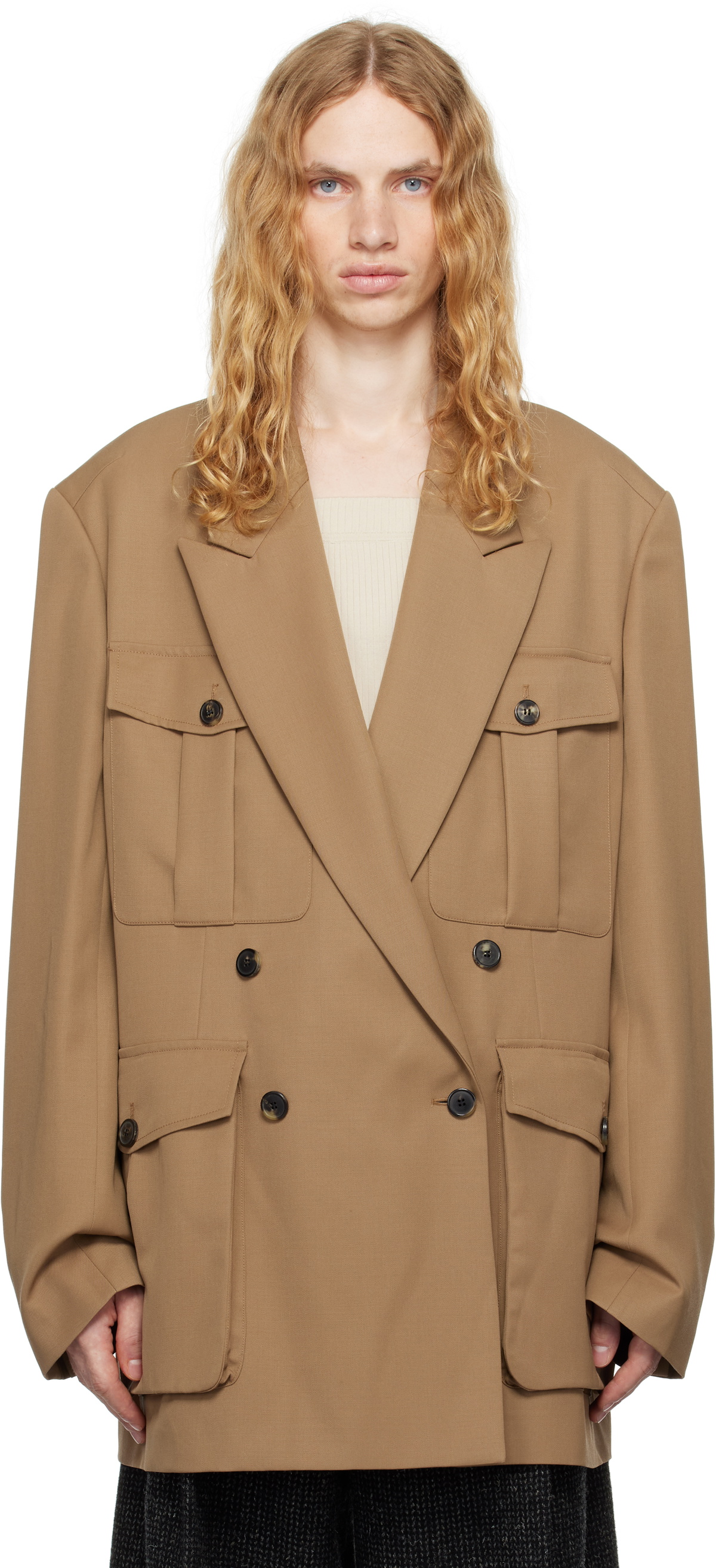 Dries Van Noten Tan Wool Blazer Dries Van Noten
