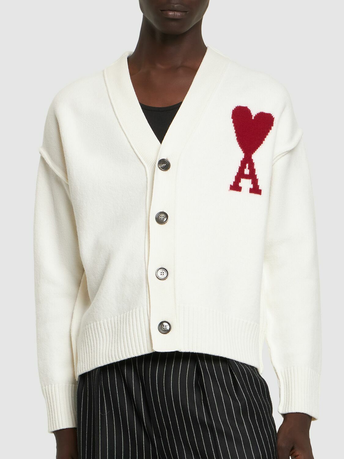 AMI PARIS - Logo Wool Knit Cardigan AMI