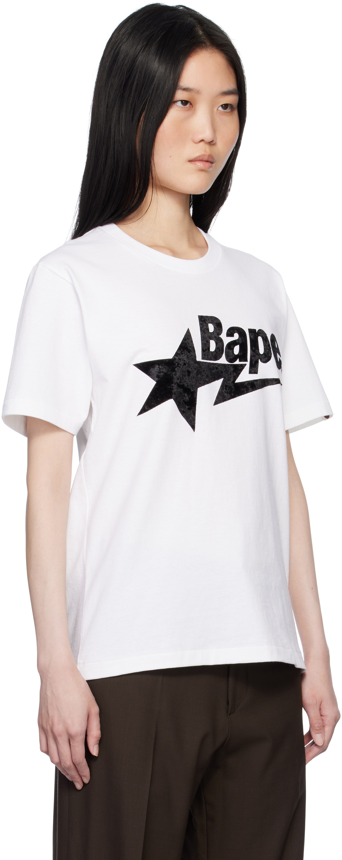 BAPE White Velour 'Bape' STA Logo T-shirt A Bathing Ape