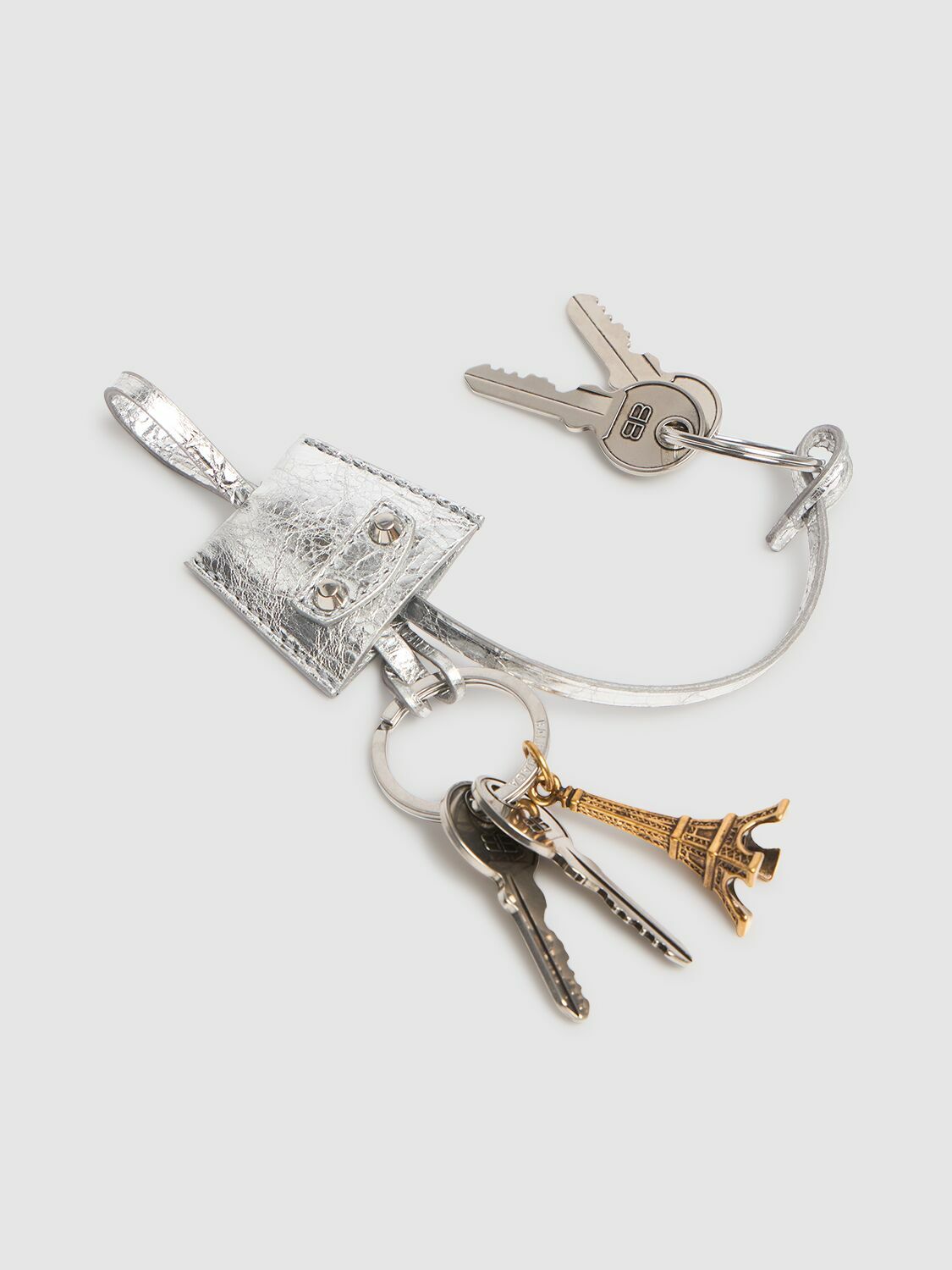 BALENCIAGA Eiffel Le City Leather Charm Key Holder Balenciaga