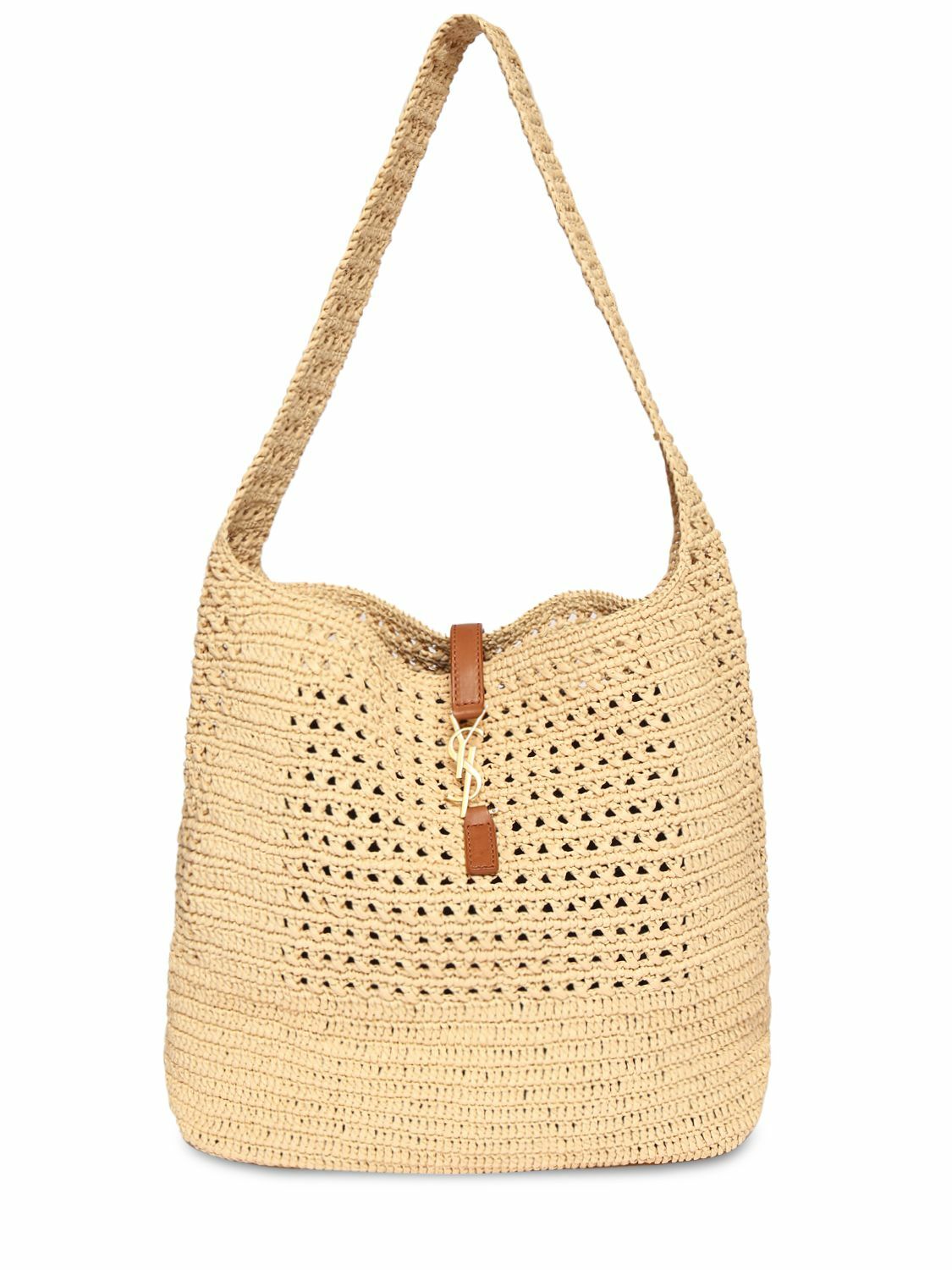 SAINT LAURENT - Raffia Hobo Shoulder Bag Saint Laurent