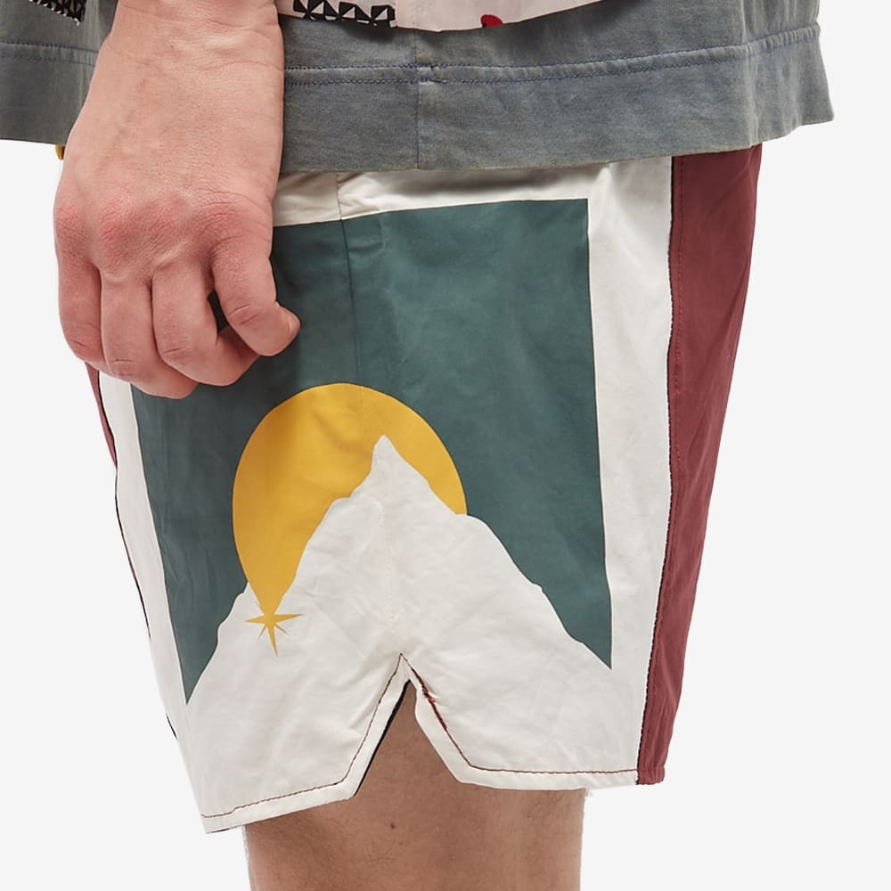 Rhude Men's Panel Logo Short in Maroon/White Rhude