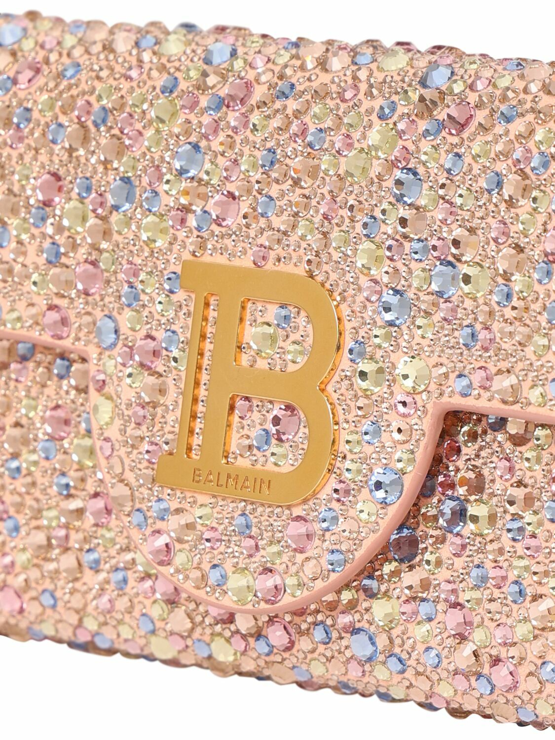 BALMAIN - B-buzz Suede Leather & Crystal Clutch Balmain