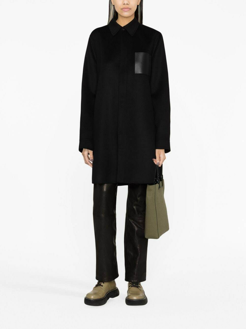 LOEWE - Wool Blend Cashmere Trapeze Coat Loewe