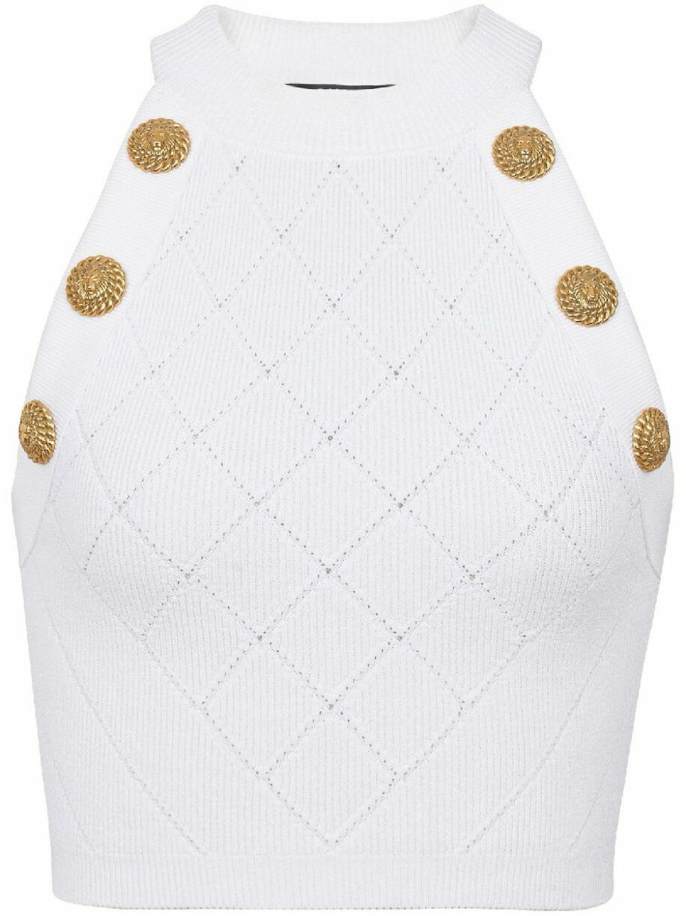 Balmain White Buttoned Knit Top Balmain