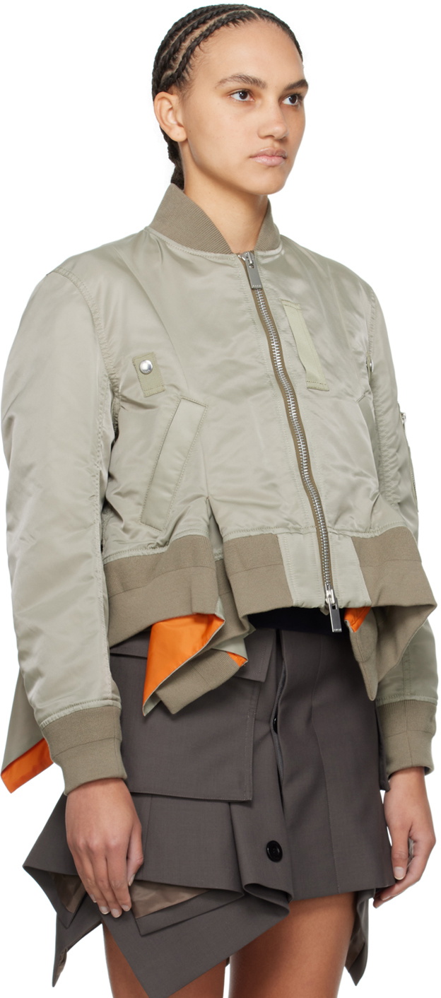 sacai Khaki Asymmetric Bomber Jacket Sacai
