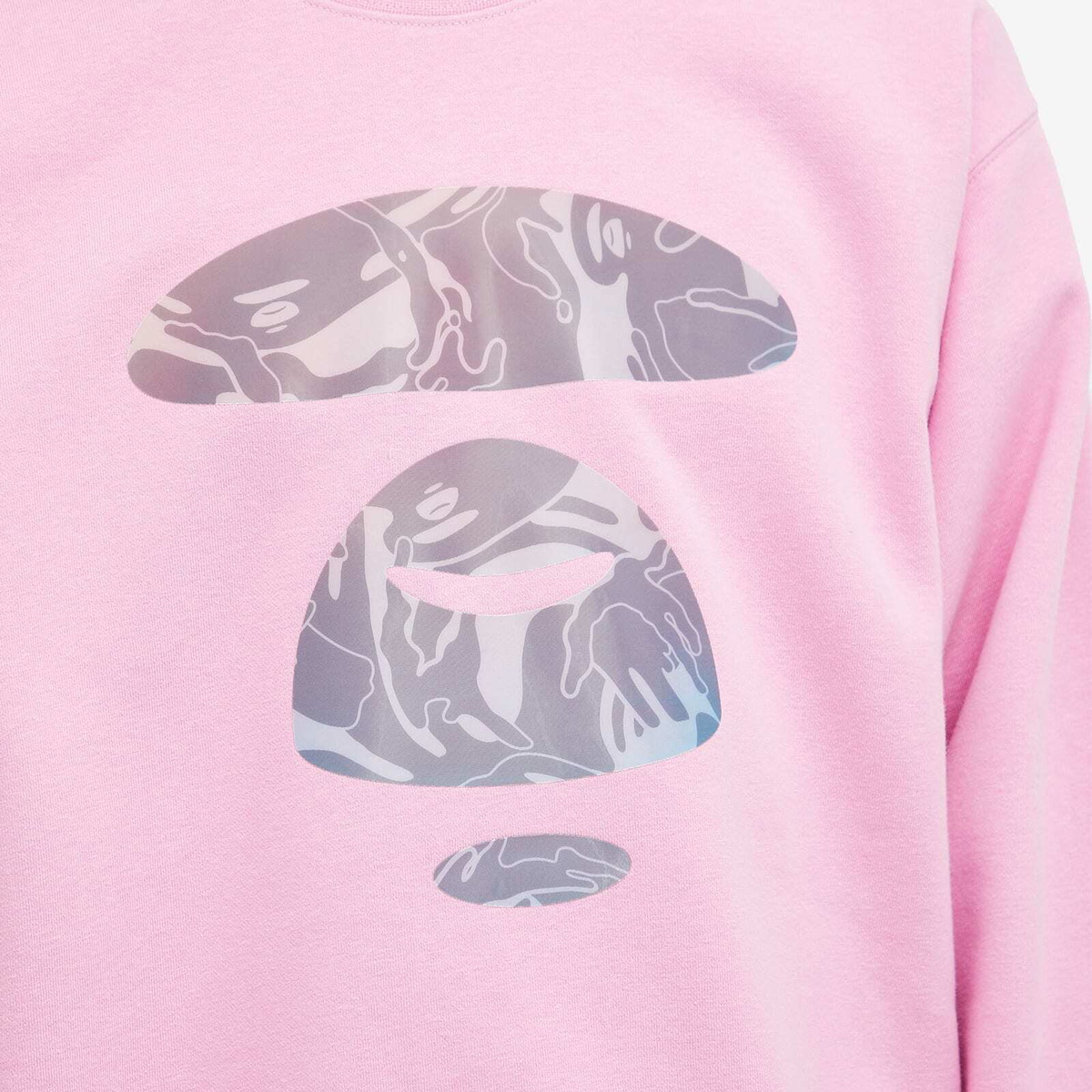 Men's AAPE Big Face Laser Foil Camo Crew Sweat in Pink AAPE by A ...