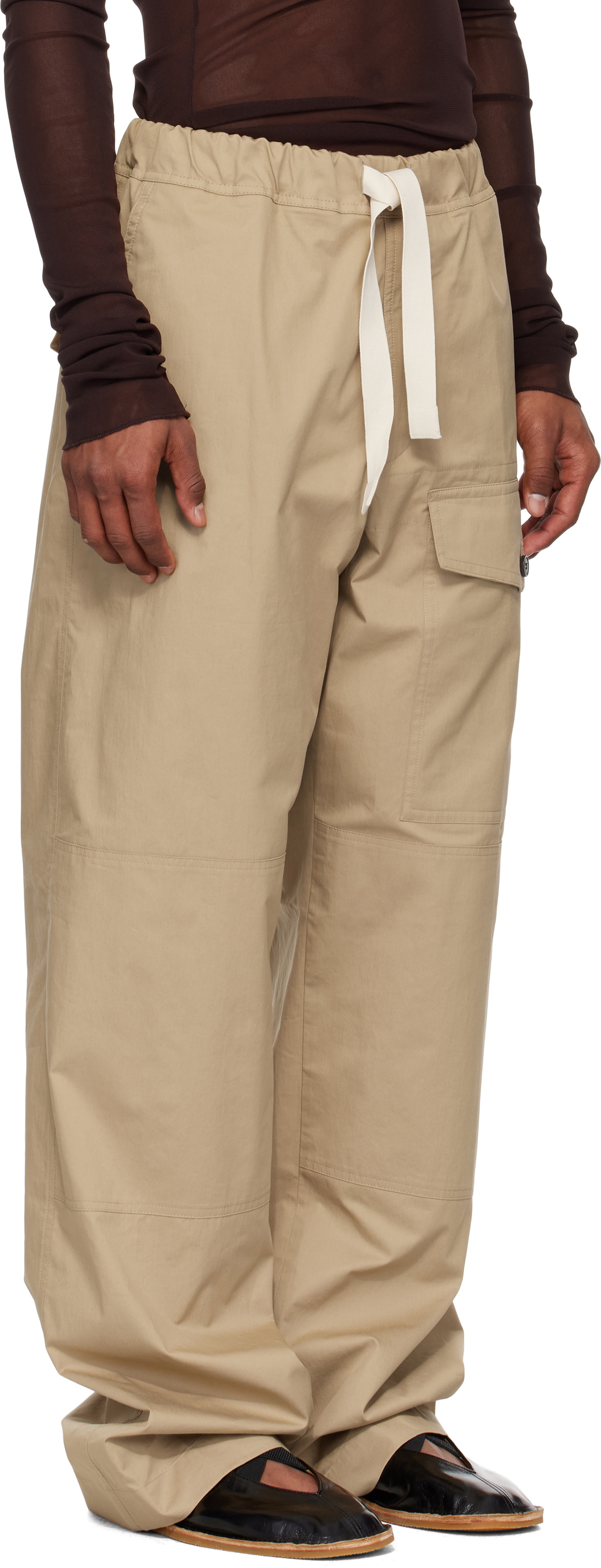 Dries Van Noten Beige Drawstring Cargo Pants Dries Van Noten