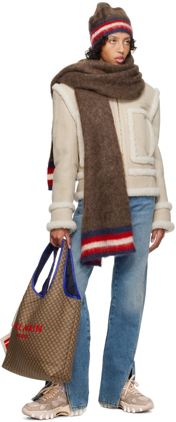 Balmain Brown Monogram Scarf Balmain