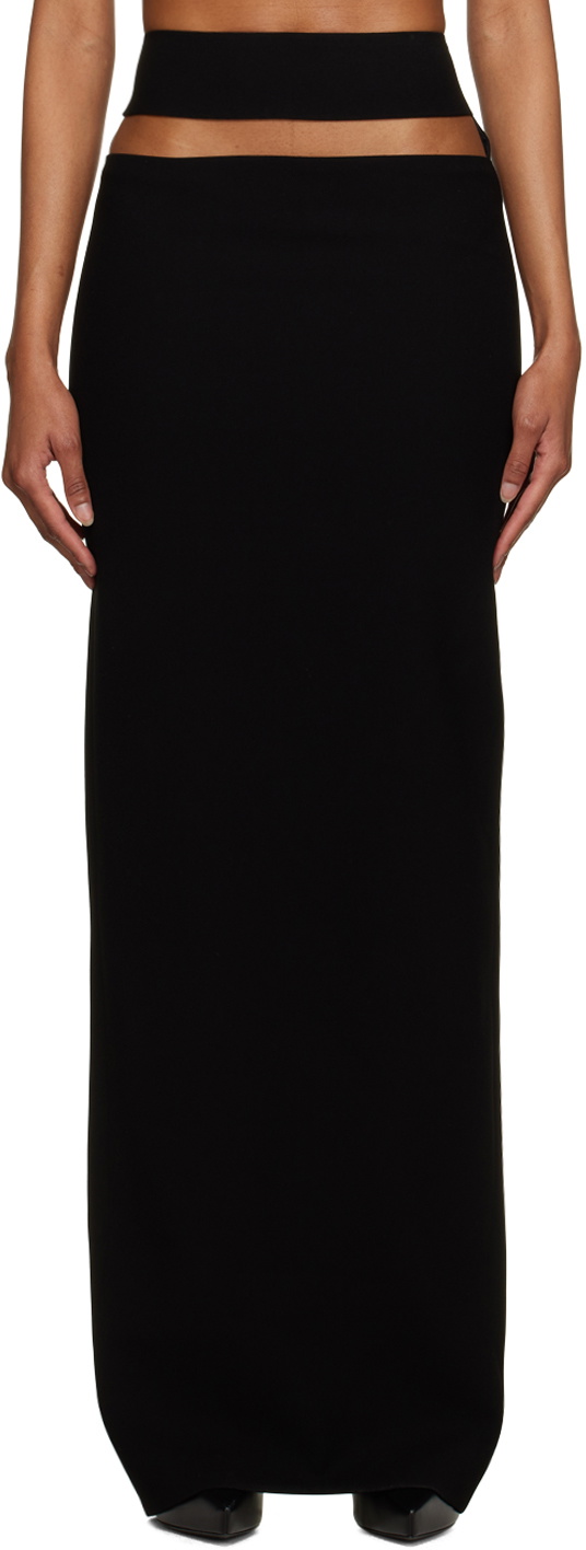 Mônot Black Cut Out Maxi Skirt